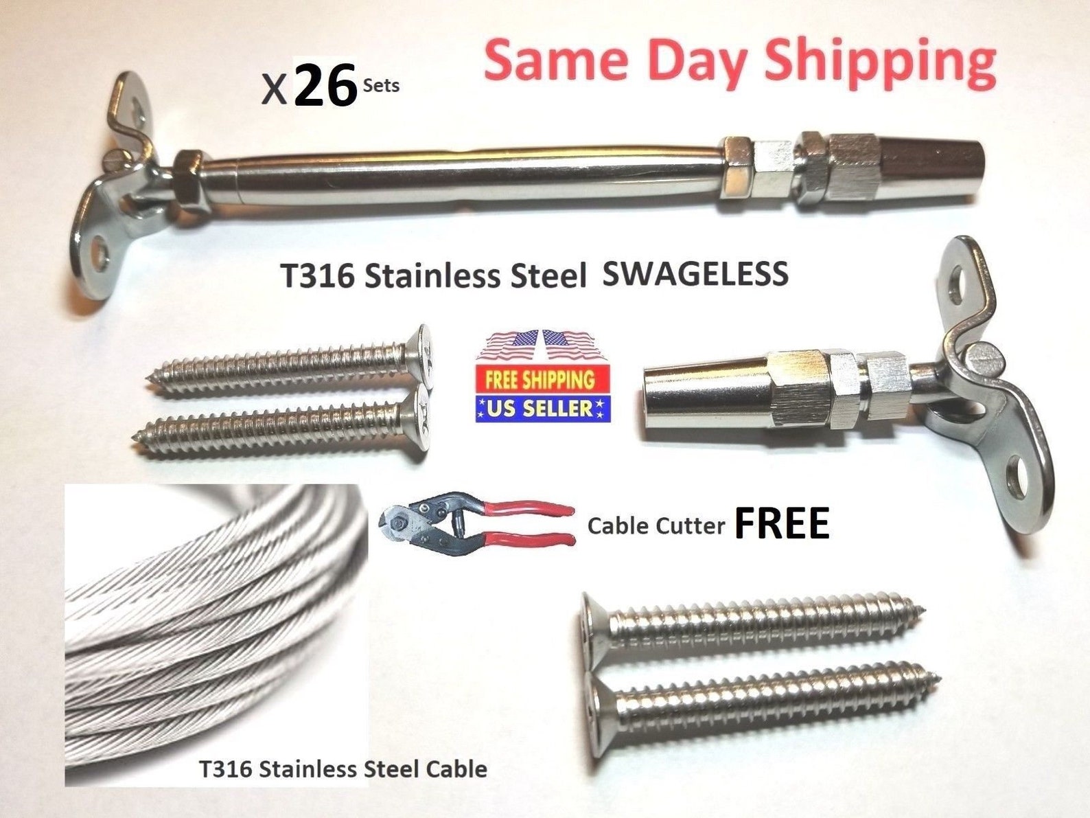 1/8 Cable Railing 316 Stainless Steel Kit 42,1/8 119 250 Ftfull Kit for ...