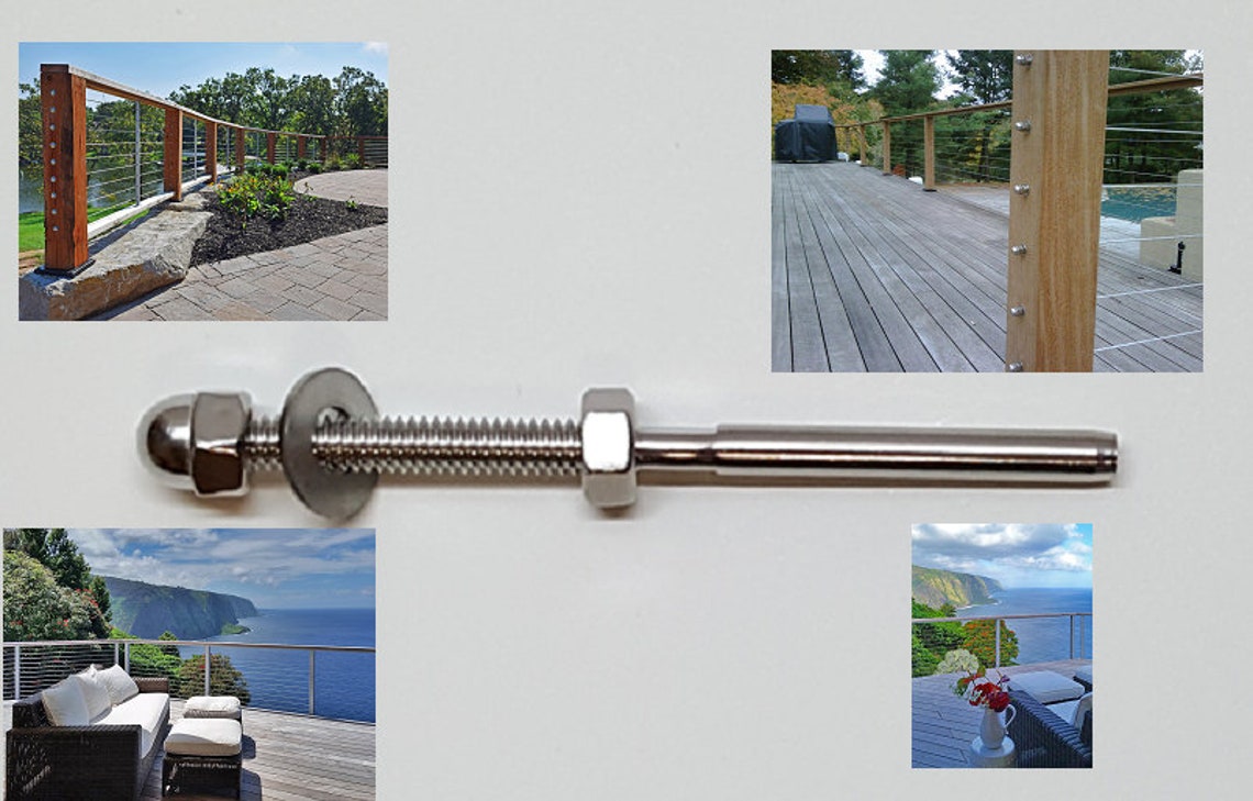 T316 Stainless Steel End Fitting for Cable Railing for 1/8" Cable QTY ...