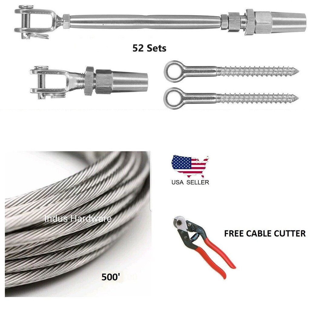 1/8 Cable Railing 316 Stainless Steel Kit 42,1/8 119 500 Ftfull Kit for ...