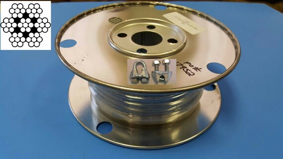 1000' 18 7x7 Galvanized Aircraft cable wire rope Includes Cable ...