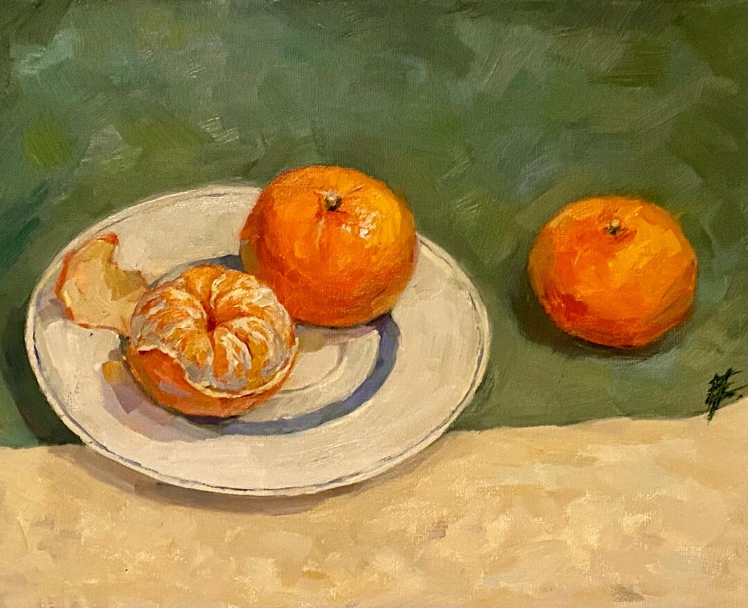 Still Life With Mandarins – Original Oil Painting, 30 X 24 Cm Kitchen ...