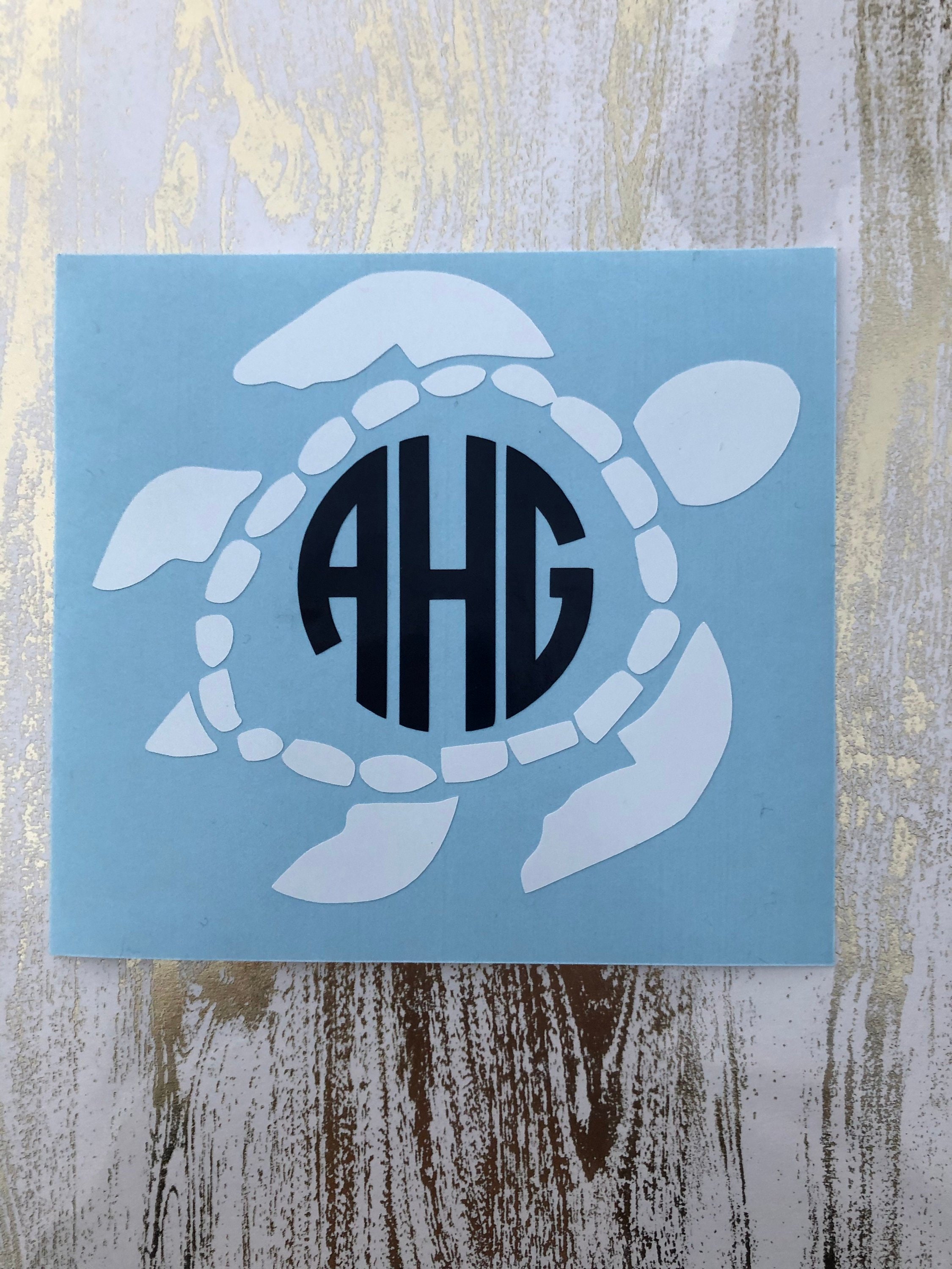 Monogram Sea Turtle Yeti Decal Tumbler Decal Monogrammed | Etsy