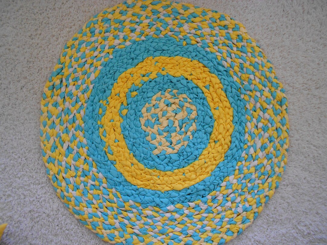 Heritage Braided Round Rag Rug Eco-friendly Colorful 100% Cotton Fabric ...