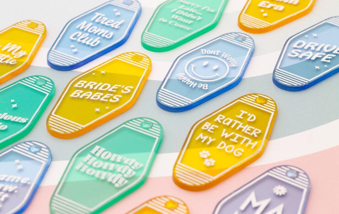 Vintage Motel Key Acrylic Keychain - Funny Sayings Acrylic Keychains ...