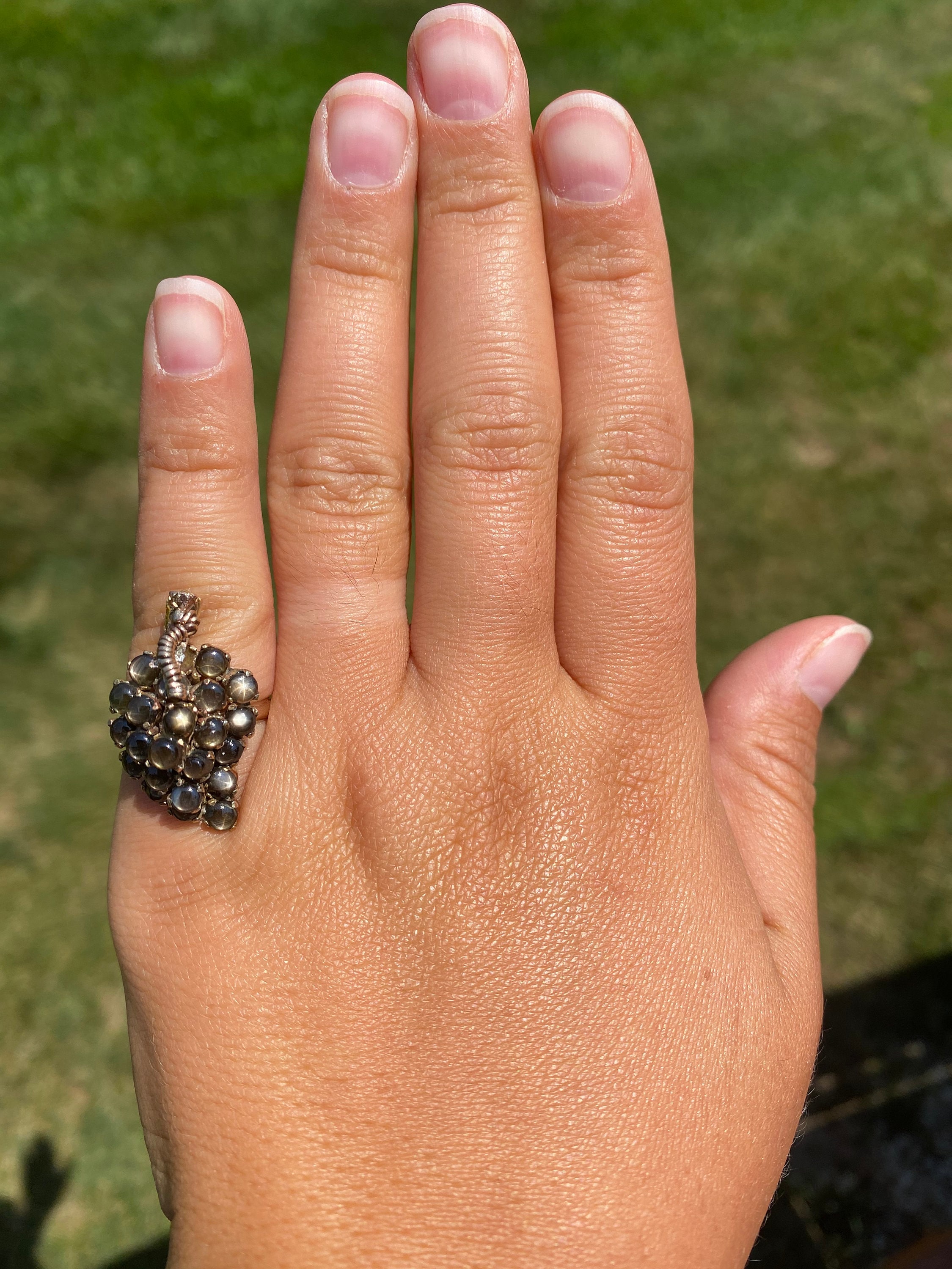 Victorian Rose Gold Grape Ring With Black Star Sapphires - Etsy