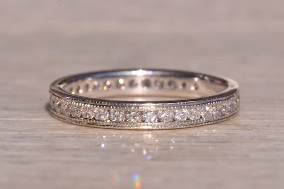 White Gold Channel Set Eternity Band with Natural Dia… - Gem