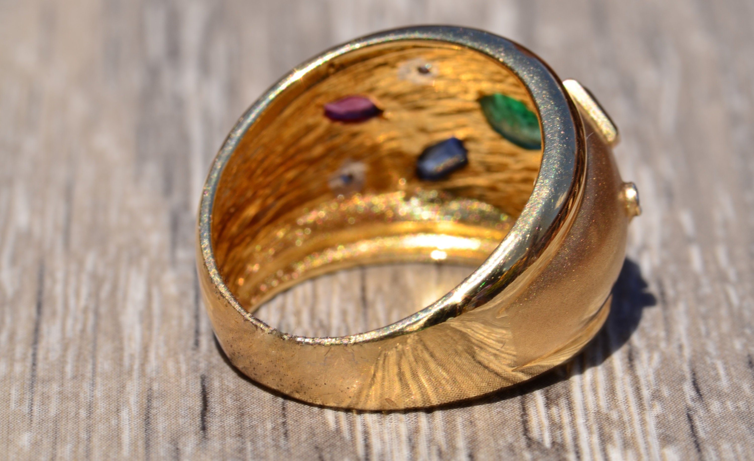 Vintage Signed Retro Modernist Style Ring With Multi Stone - Etsy