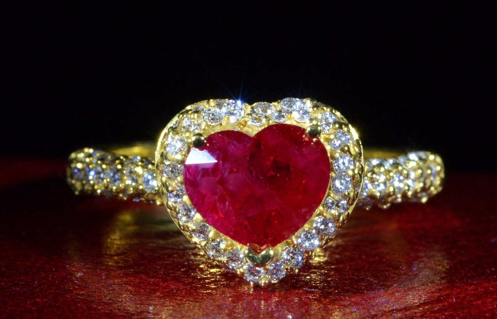Heart Shaped Ruby Engagement Ring With Pave Diamonds - Etsy