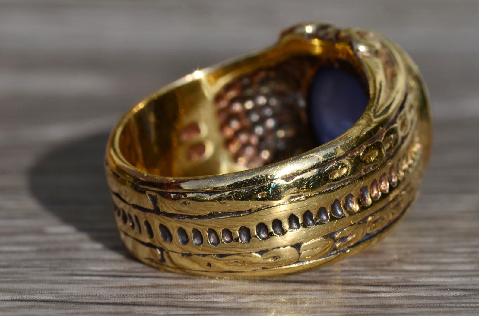 Men's Signed 18K Yellow Gold Cocktail Ring Set With Star - Etsy