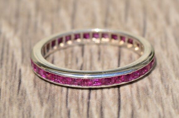 Antique Art Deco Eternity Band set with Vivid Rubies … - Gem