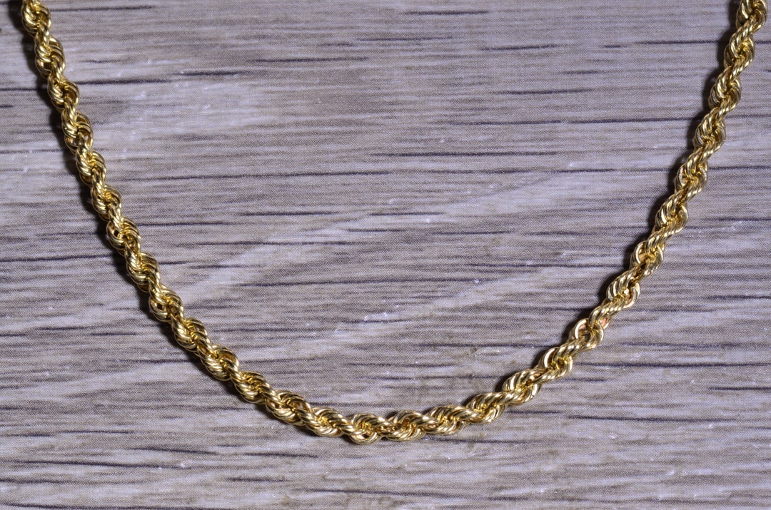 Men's 18 Inch Solid Rope Chain in 14K Yellow Gold - Etsy