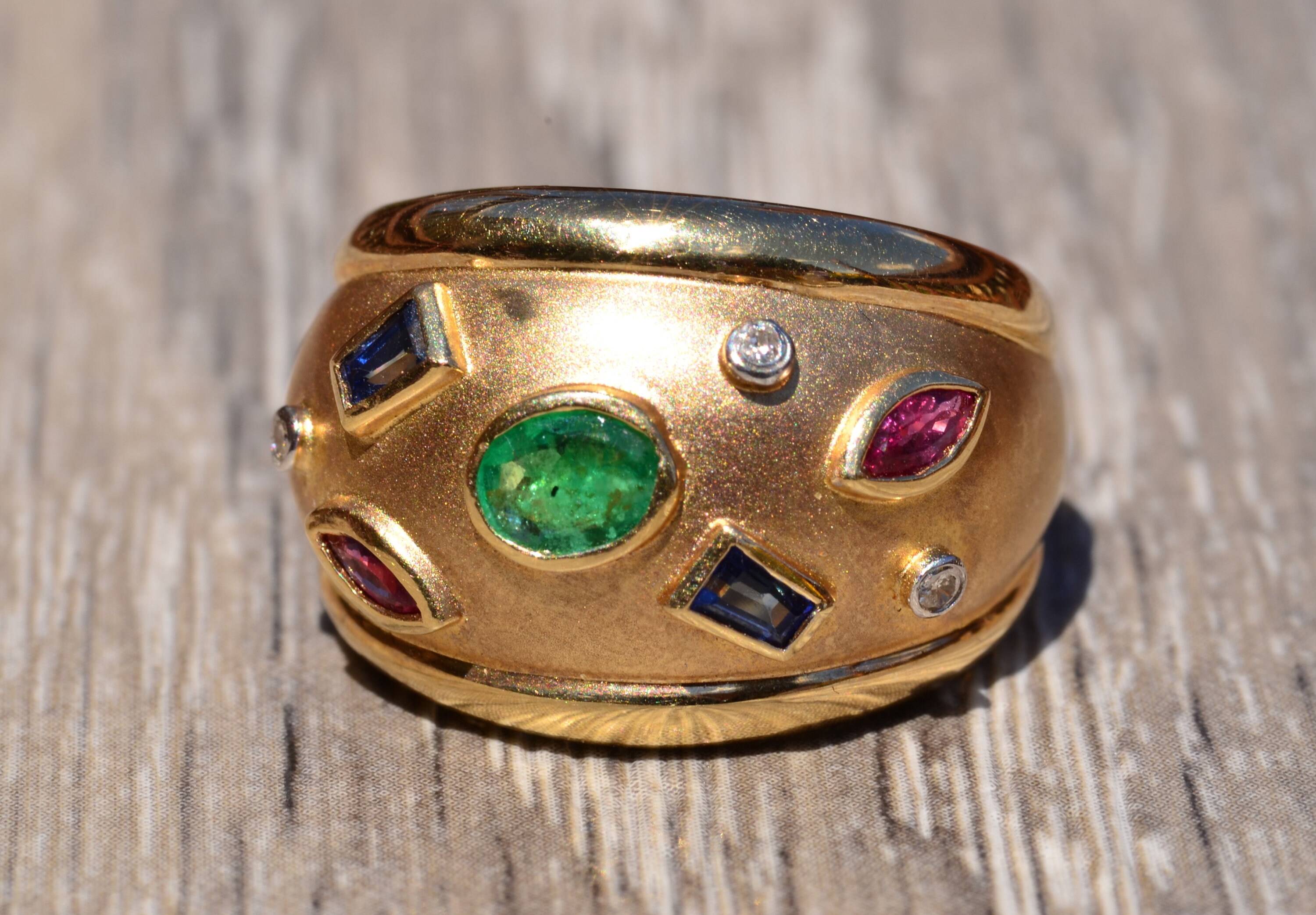 Vintage Signed Retro Modernist Style Ring With Multi Stone - Etsy