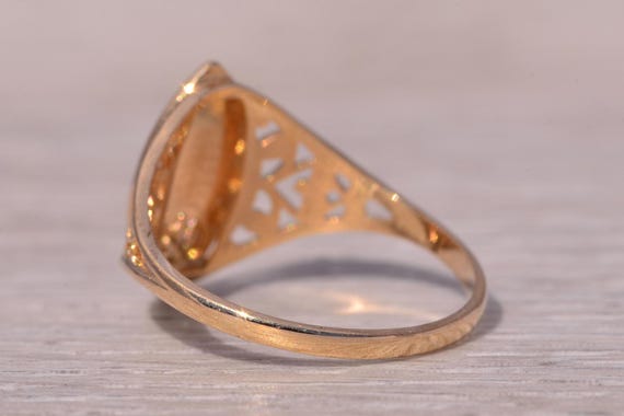 Diamond Filigree Signet Ring in Yellow Gold - Gem