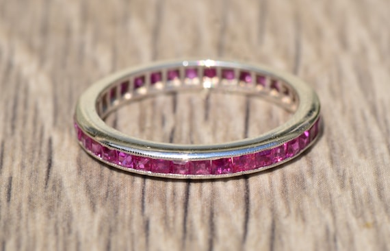 Antique Art Deco Eternity Band set with Vivid Rubies … - Gem