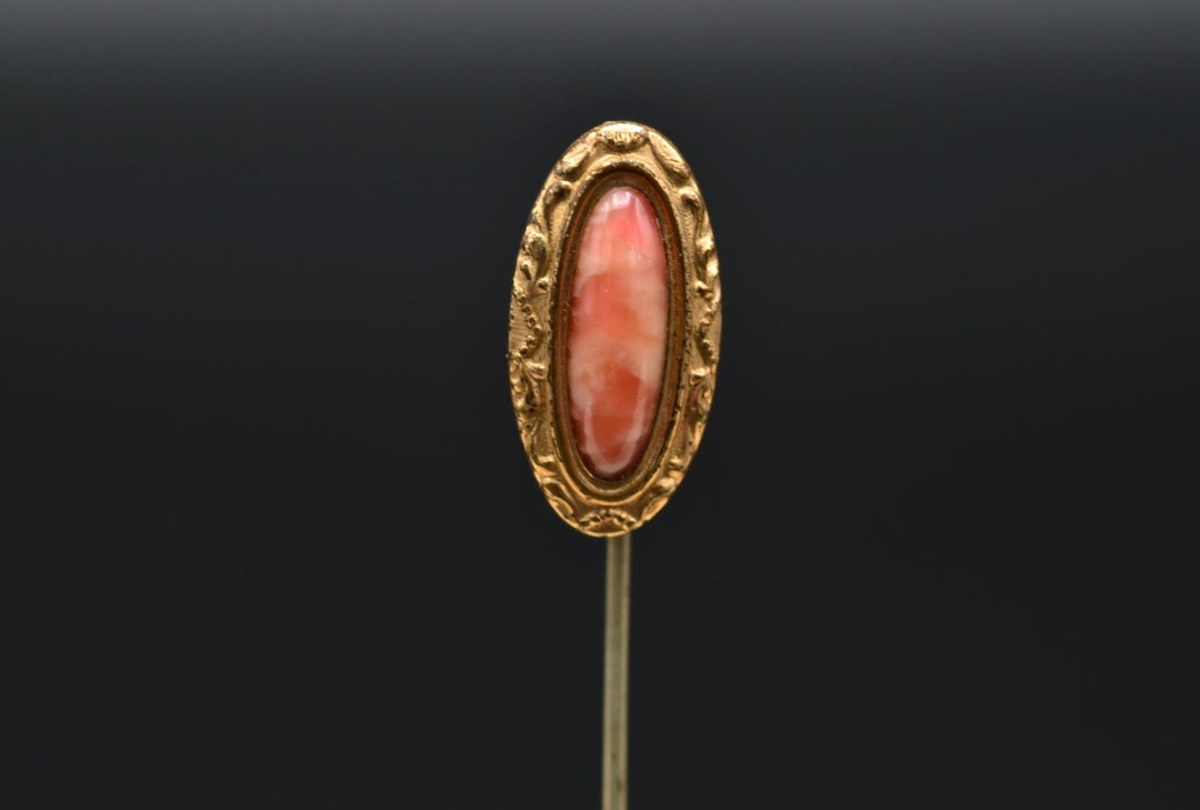 Antique Victorian Coral and Gold Filled Stick Pin - Etsy