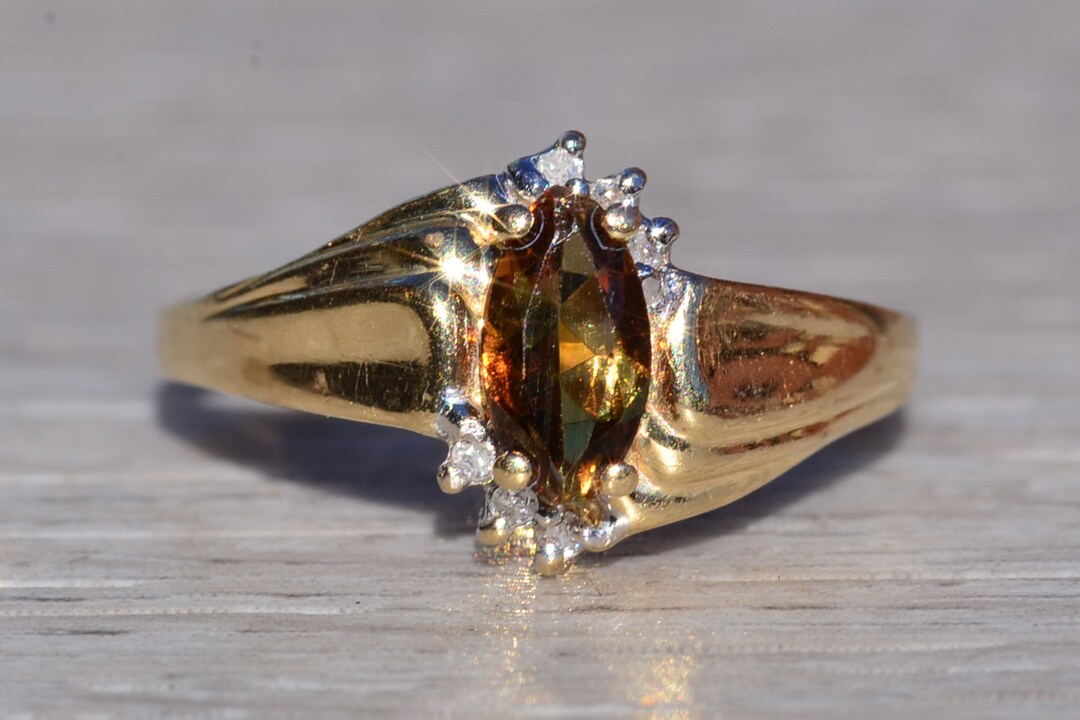 Ladies Vintage 14K Yellow Gold Andalusite and Diamond Ring - Etsy