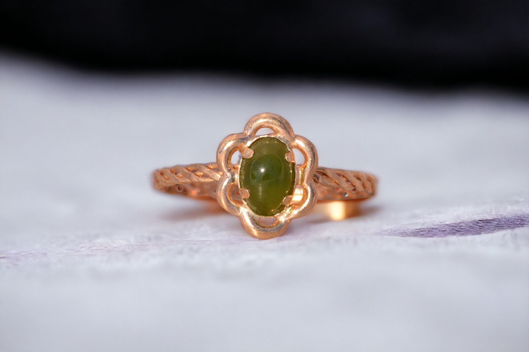 Nephrite Ring in Yellow Gold - Etsy