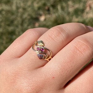 Ladies 14K Two Tone Ruby Leaf Ring - Etsy