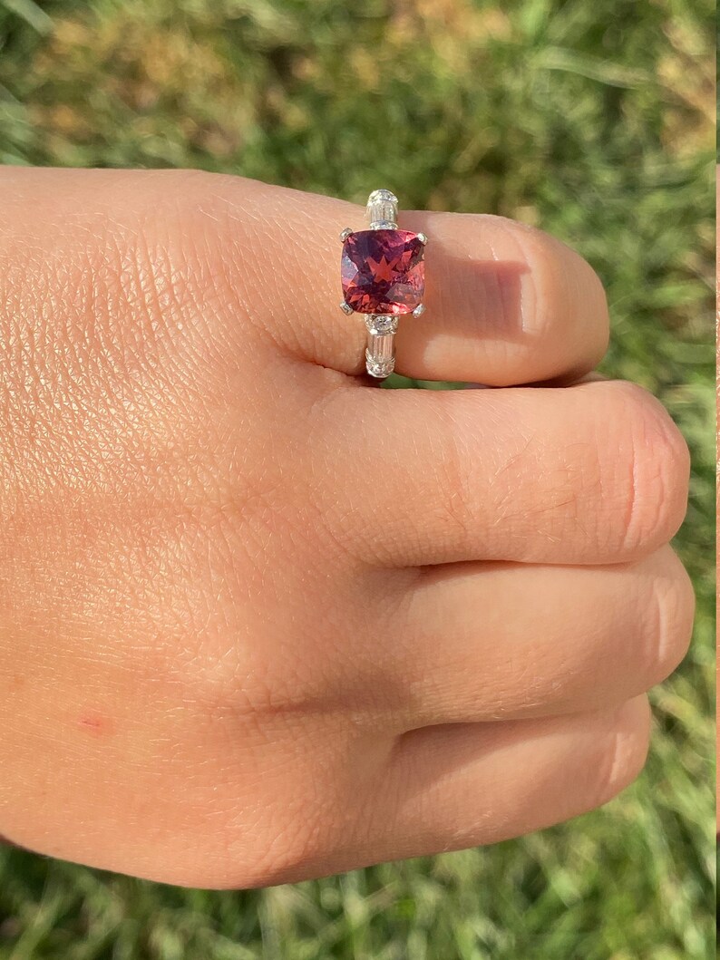 Ladies Vintage Checkerboard Cut Tourmaline and Diamond Ring - Etsy