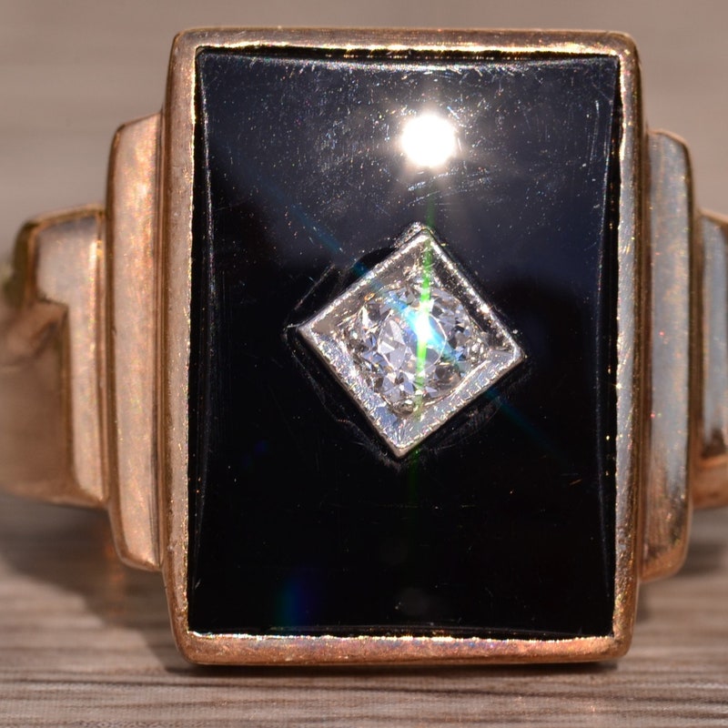 Art Deco Onyx Ring - Etsy