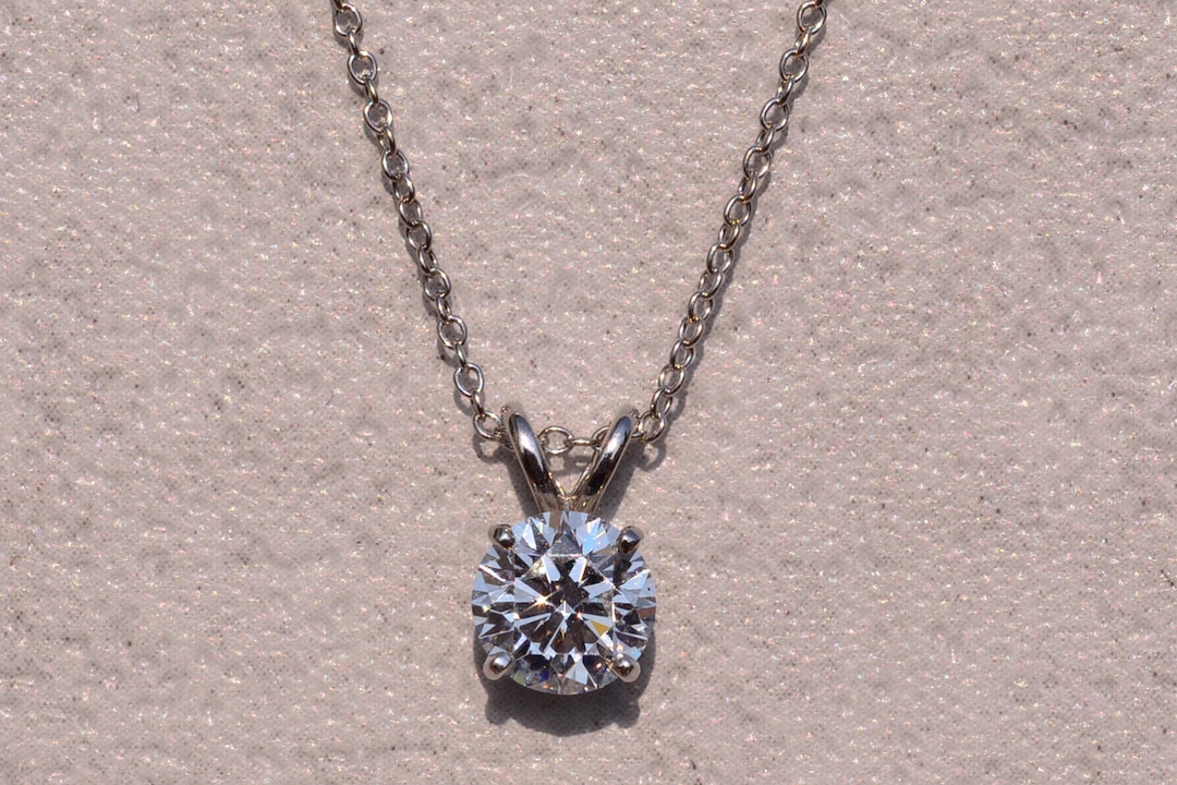 Simple Diamond Necklace in White Gold - Etsy