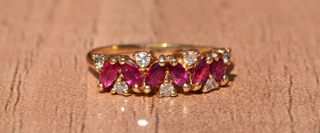 Modernist Ruby and Diamond Stack-able Ring - Etsy