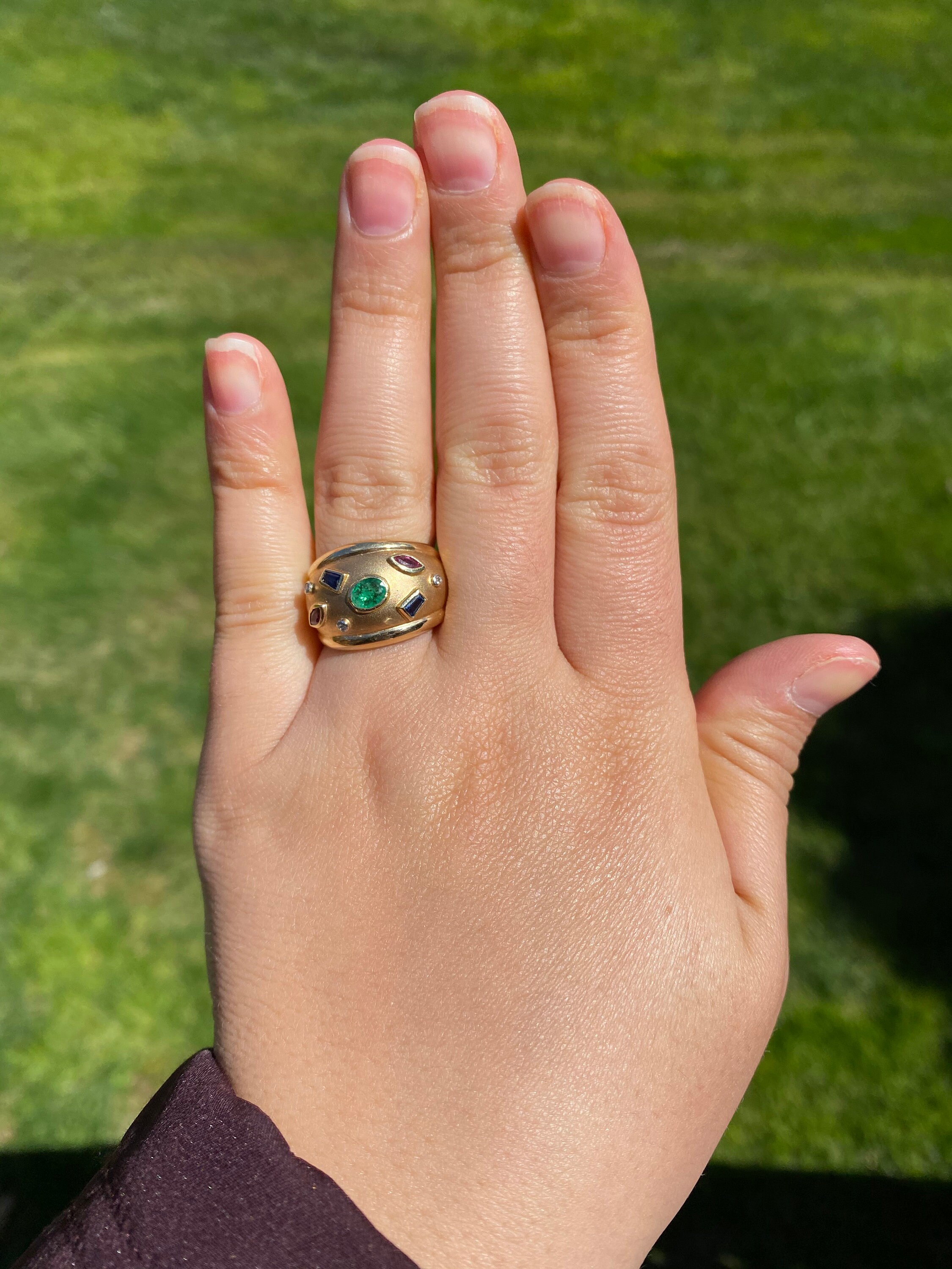 Vintage Signed Retro Modernist Style Ring With Multi Stone - Etsy