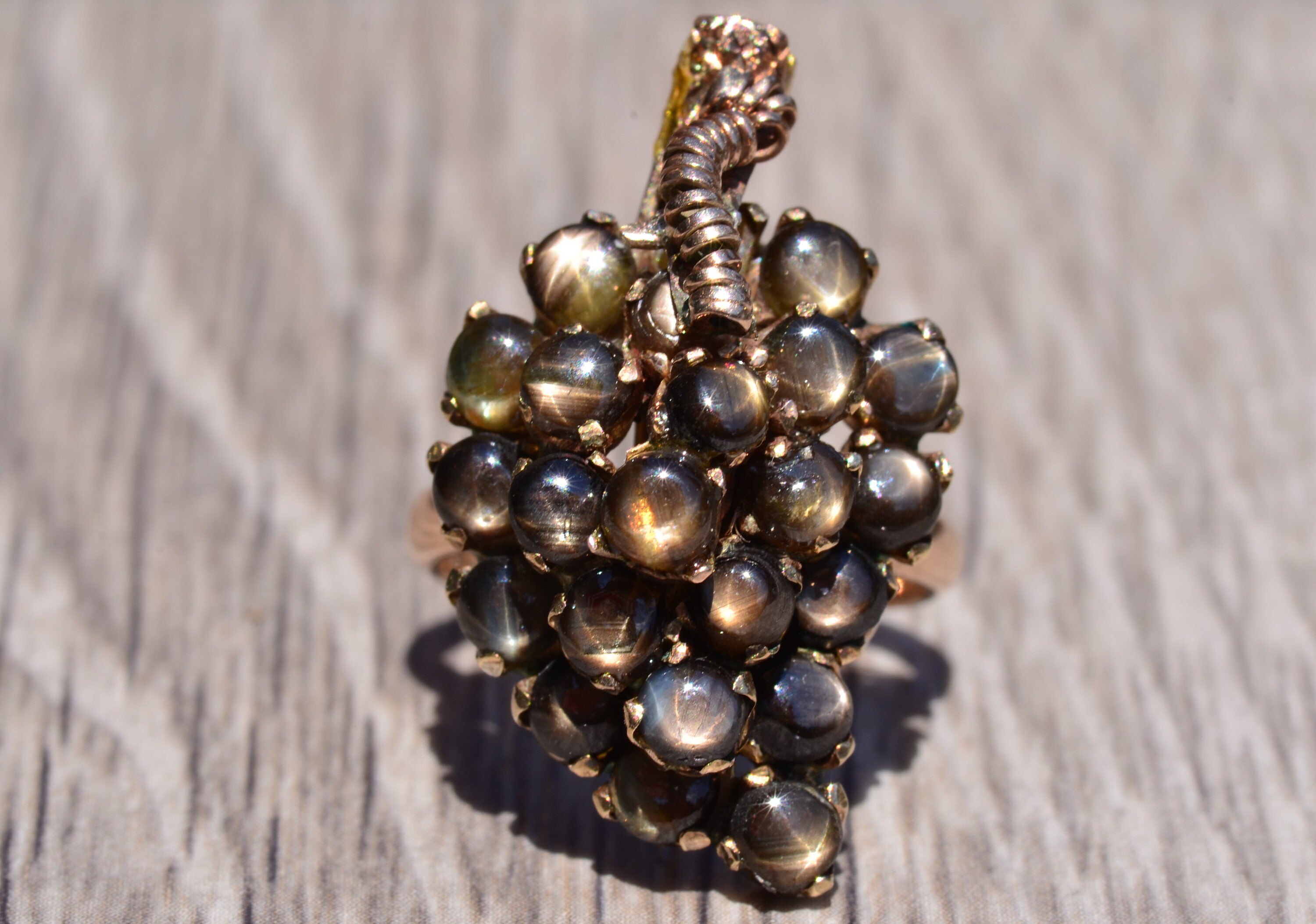 Victorian Rose Gold Grape Ring With Black Star Sapphires - Etsy