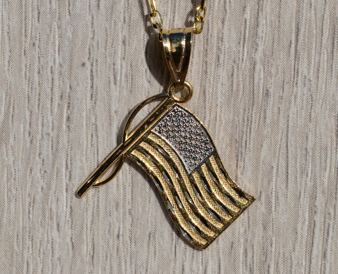 God Bless America Pendant in Yellow Gold - Etsy