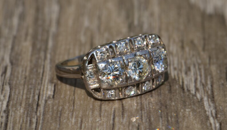 Antique Art Deco Past Present Future Ring - Etsy