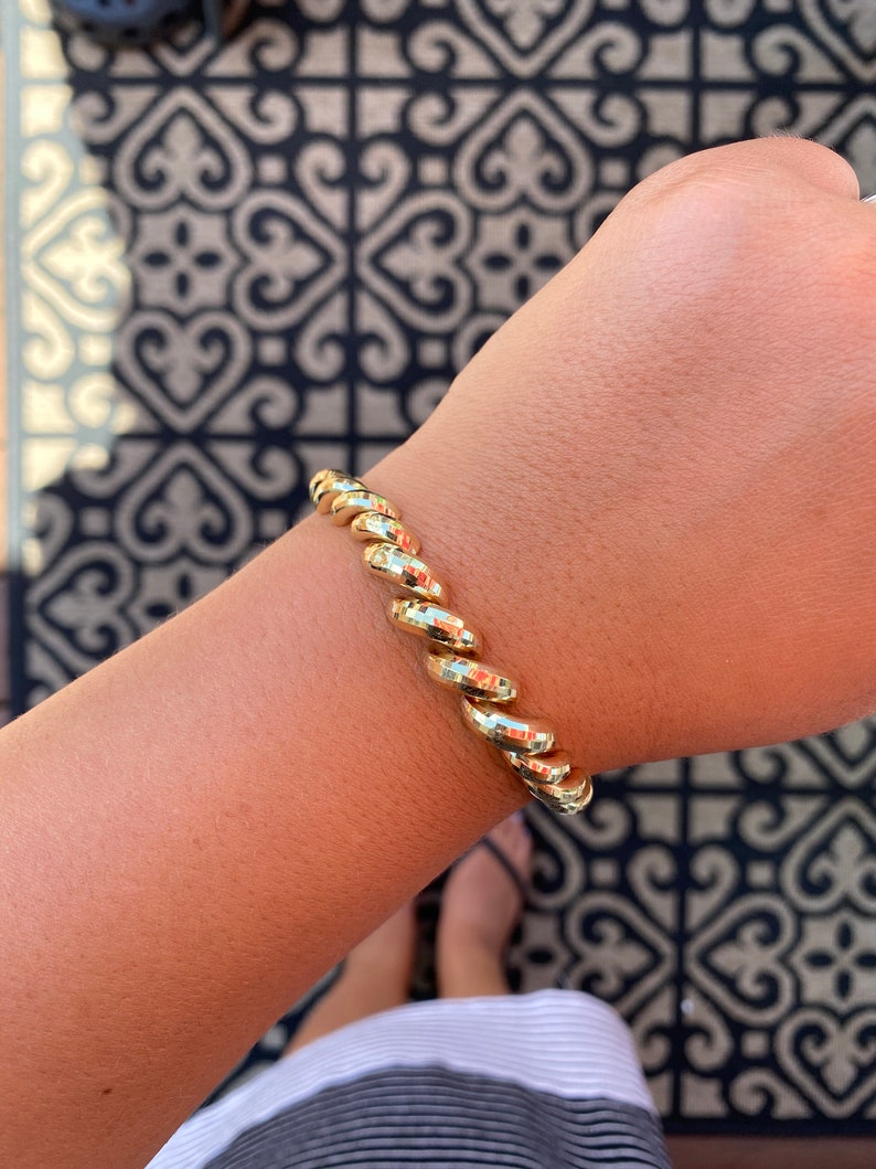 Peruvian Gold Faceted Macaroni Link or San Marco Link Bracelet - Etsy