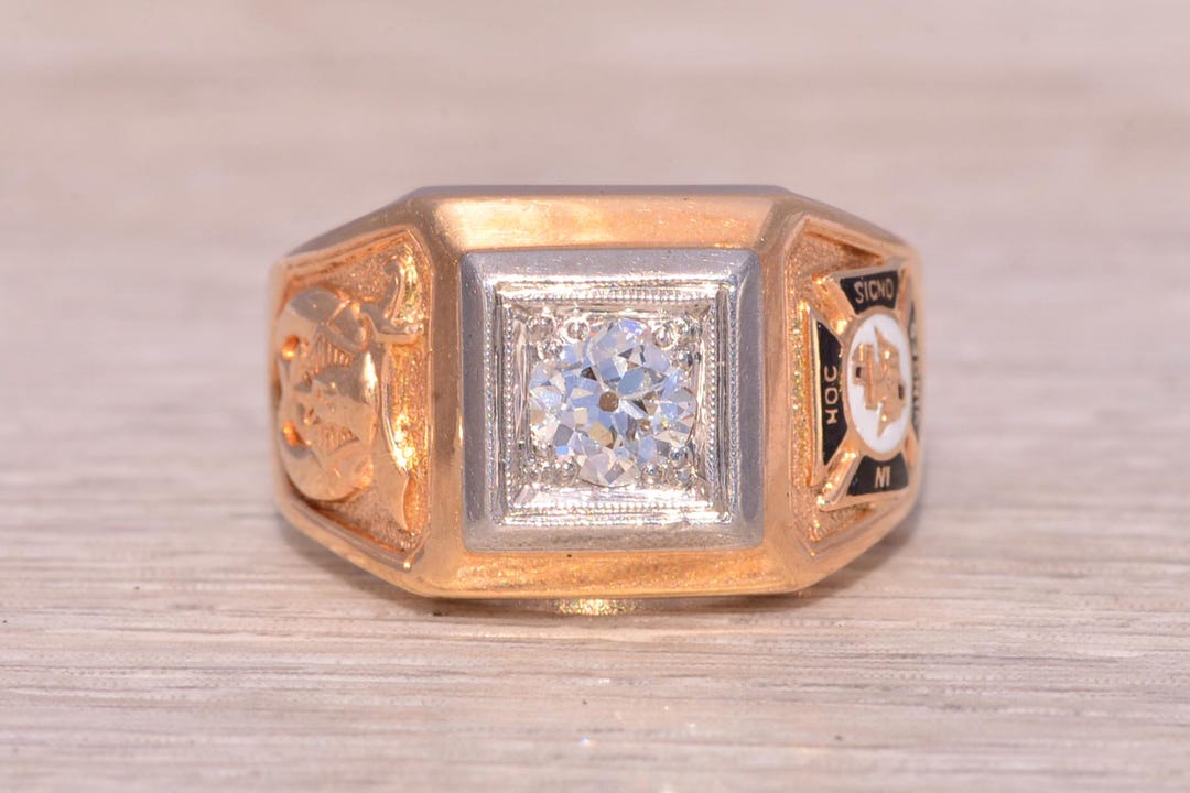 Masonic Knights Templar Diamond Ring in Yellow Gold - Etsy