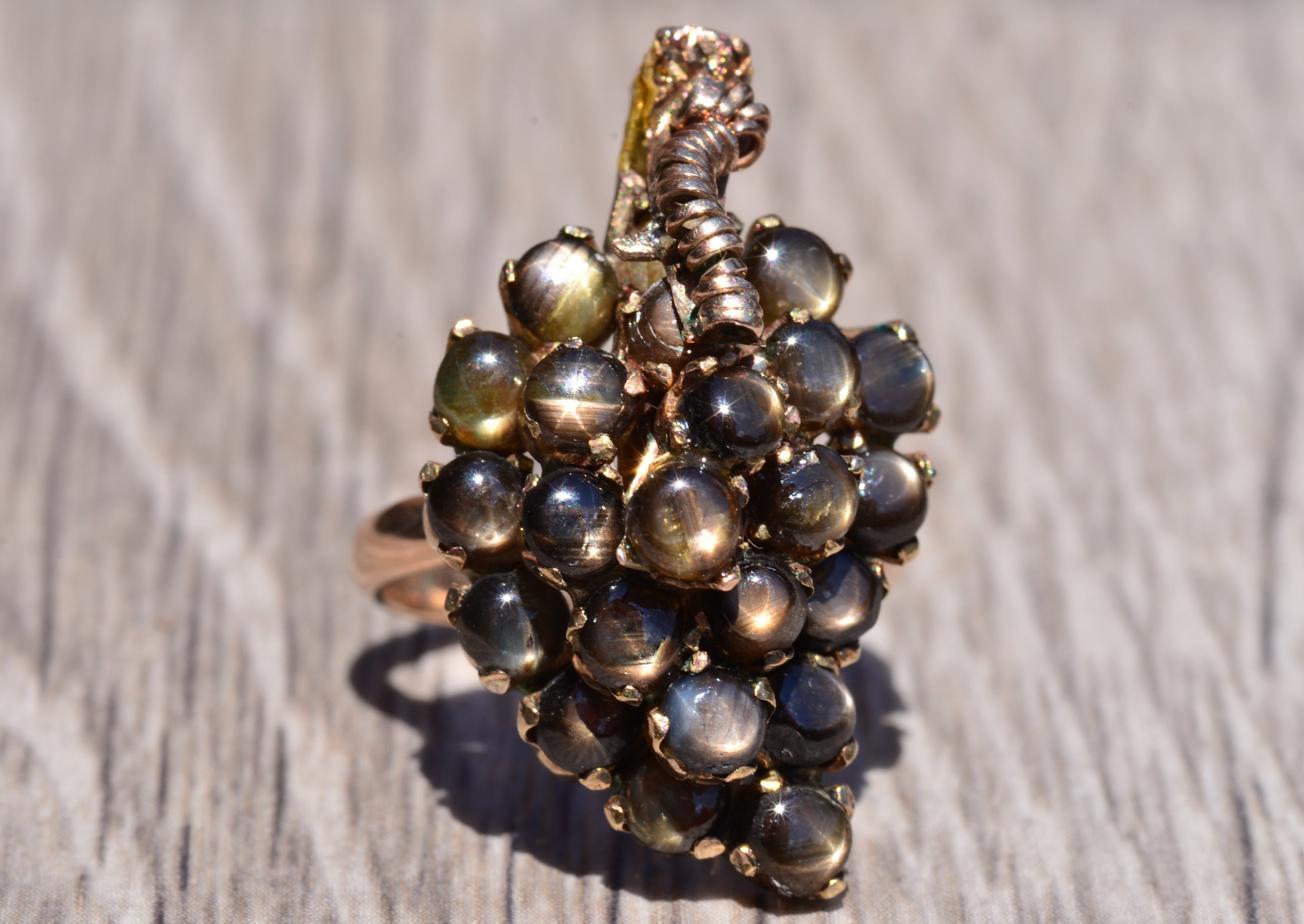 Victorian Rose Gold Grape Ring With Black Star Sapphires - Etsy