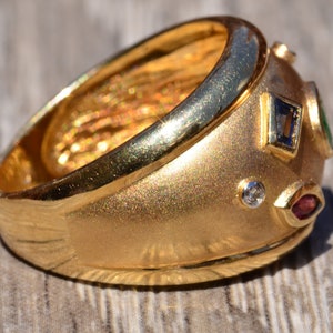 Vintage Signed Retro Modernist Style Ring With Multi Stone - Etsy