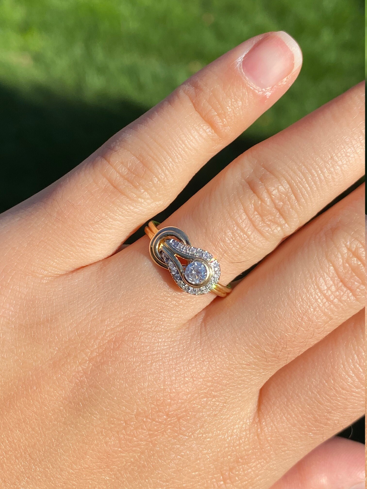 Diamond Overlapping Knot Ring in 14 Karat Yellow Gold - Etsy