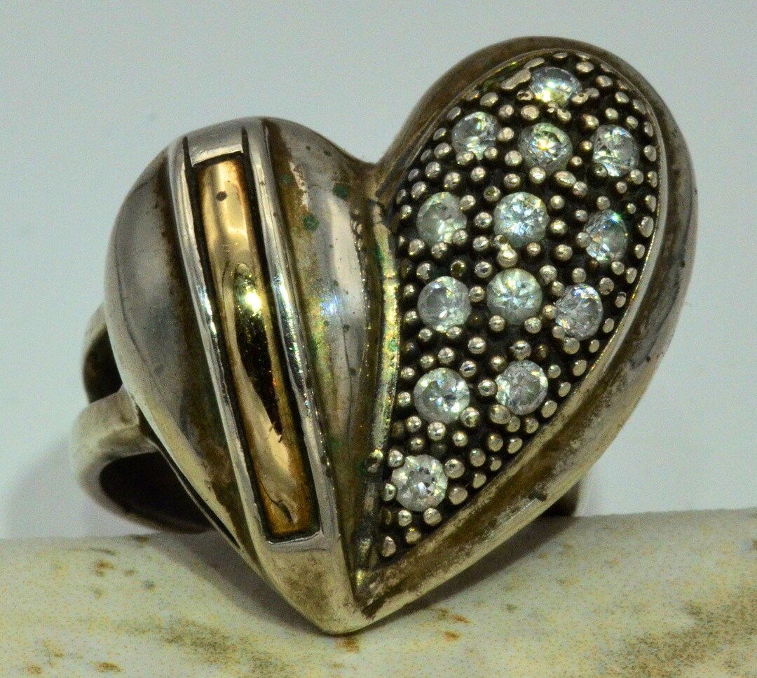 Jeffrey Levin Yellow Gold and Sterling Silver Ring Set With Cz’s - Etsy