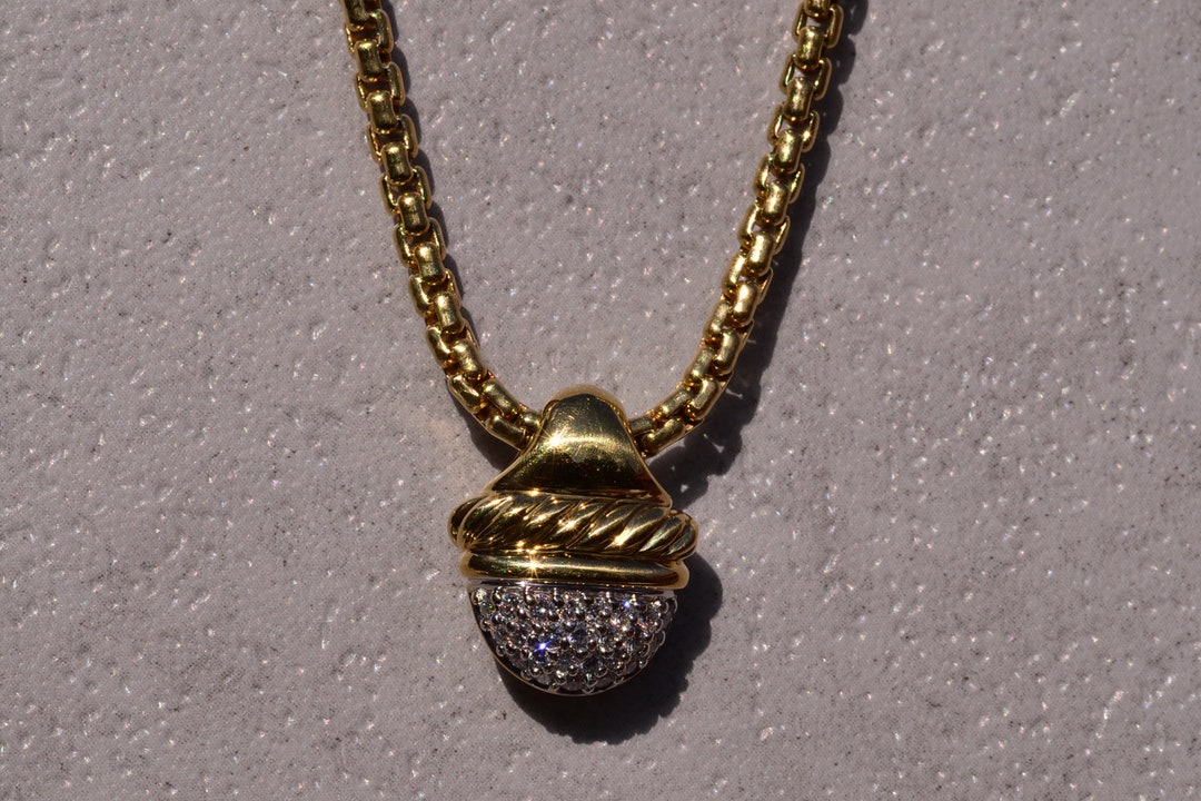Vintage David Yurman Signed Diamond Acorn in Yellow Gold - Etsy