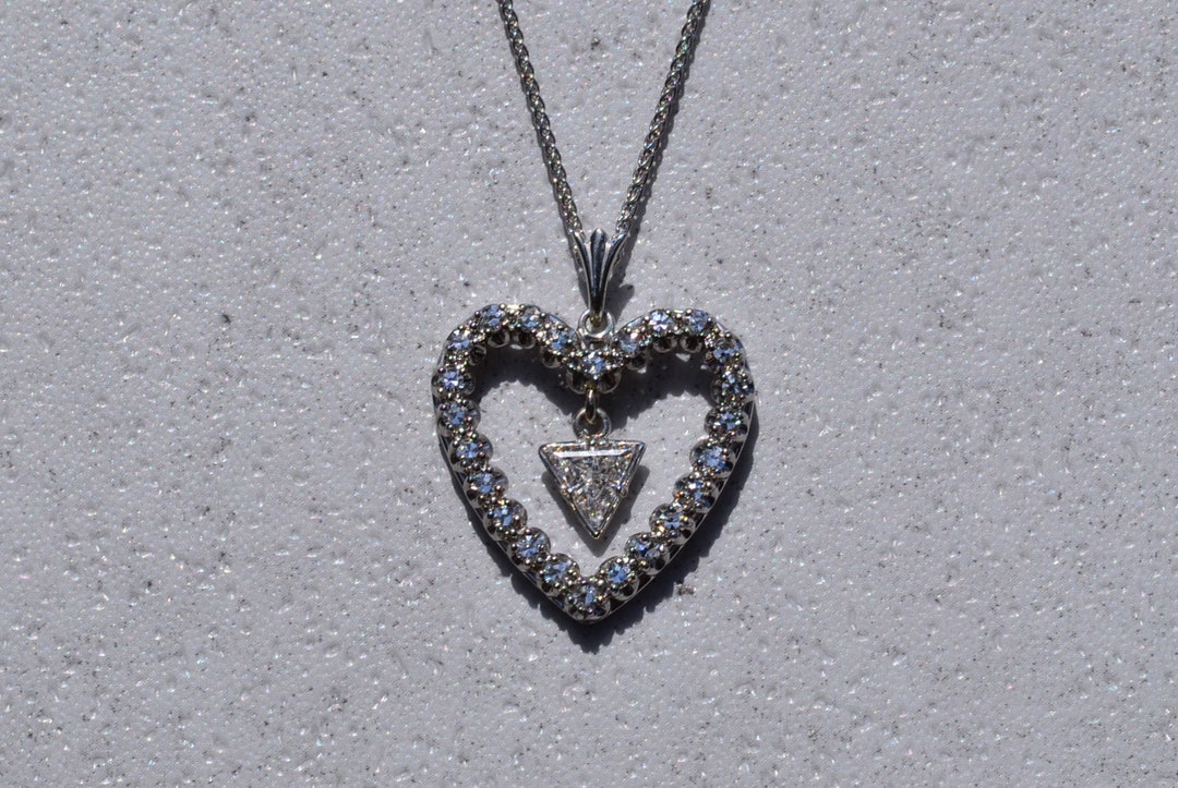 Jabel Signed Vintage Diamond Heart Pendant With Trilliant Diamond - Etsy