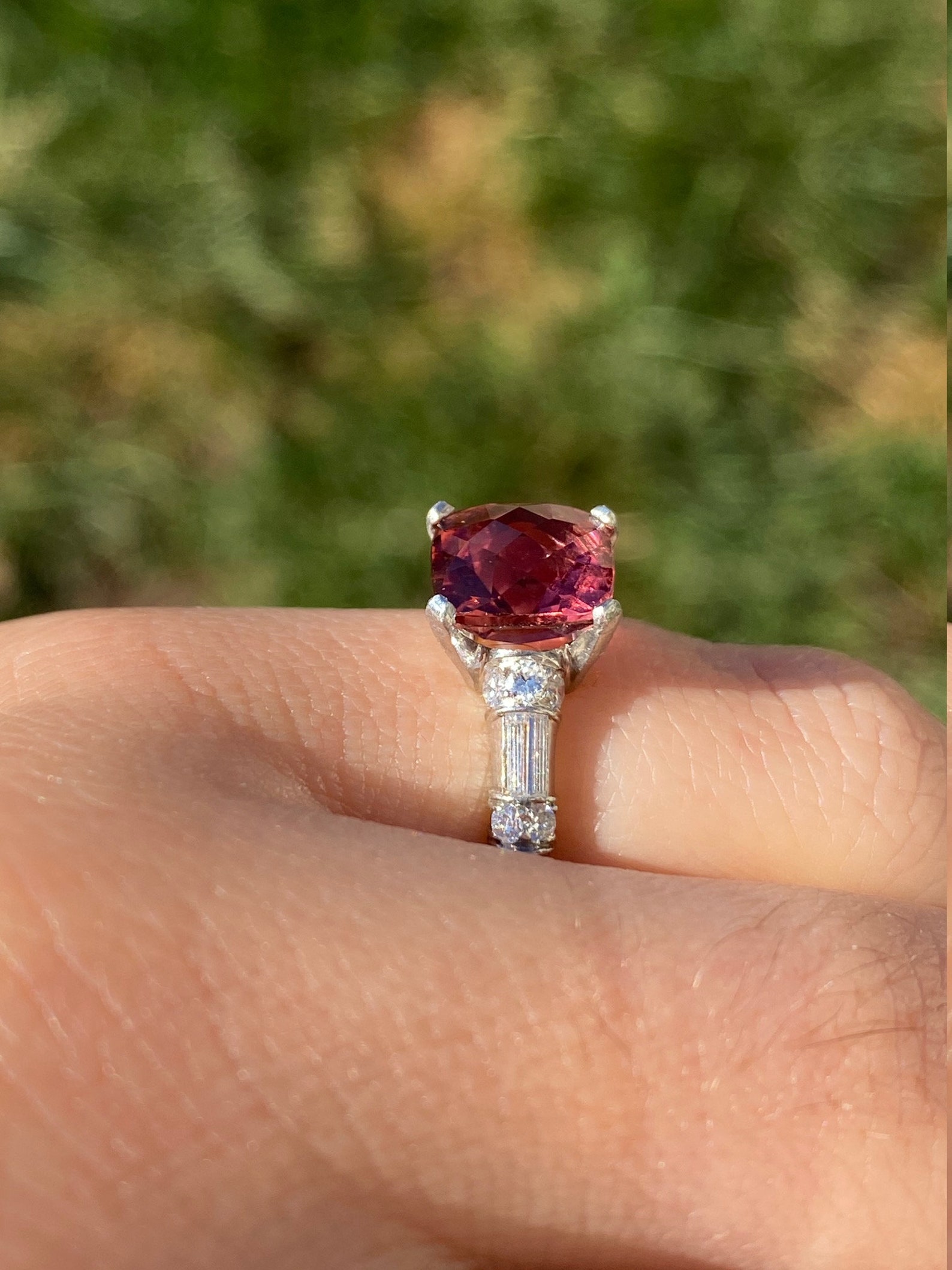 Ladies Vintage Checkerboard Cut Tourmaline and Diamond Ring - Etsy