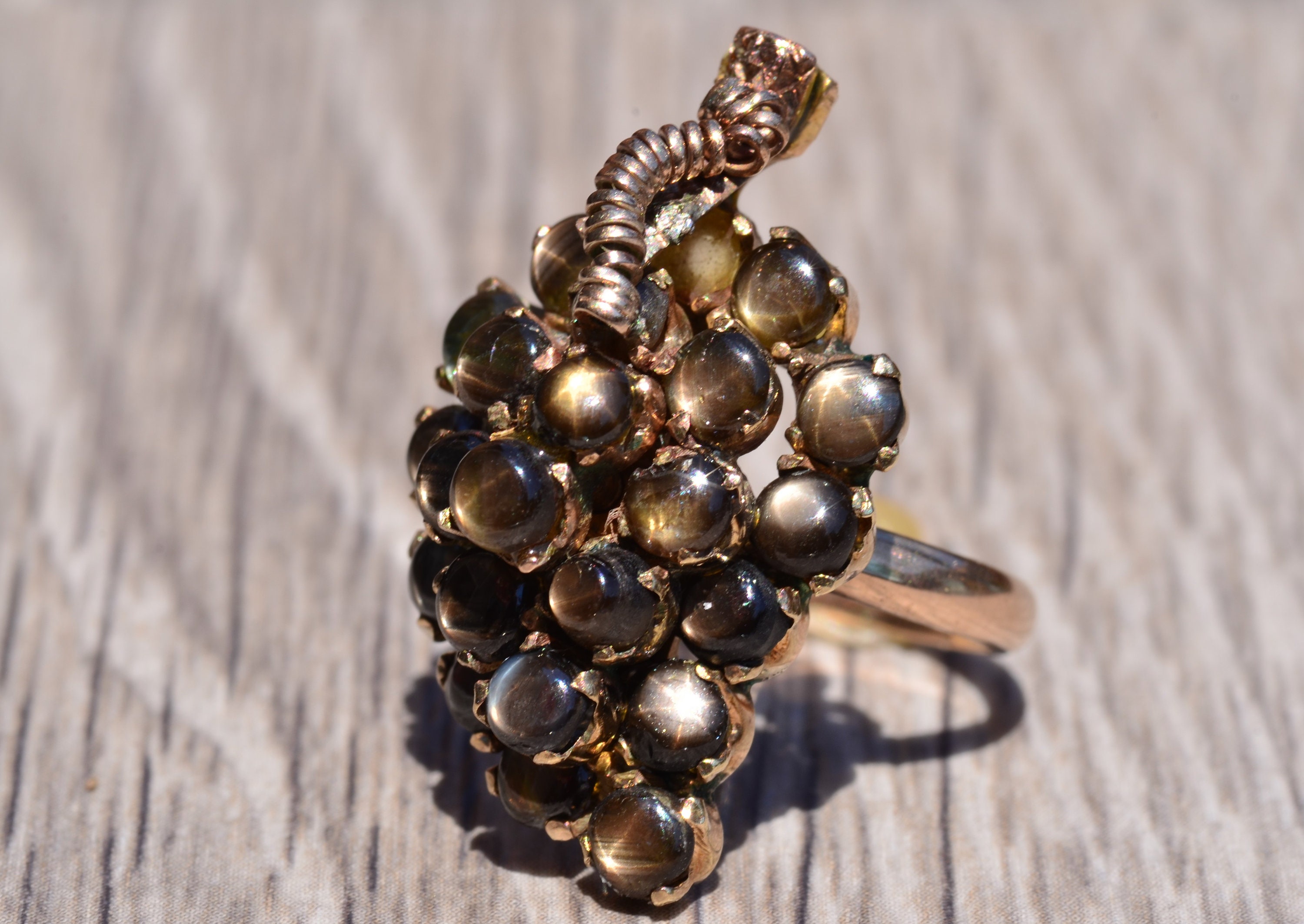 Victorian Rose Gold Grape Ring With Black Star Sapphires - Etsy