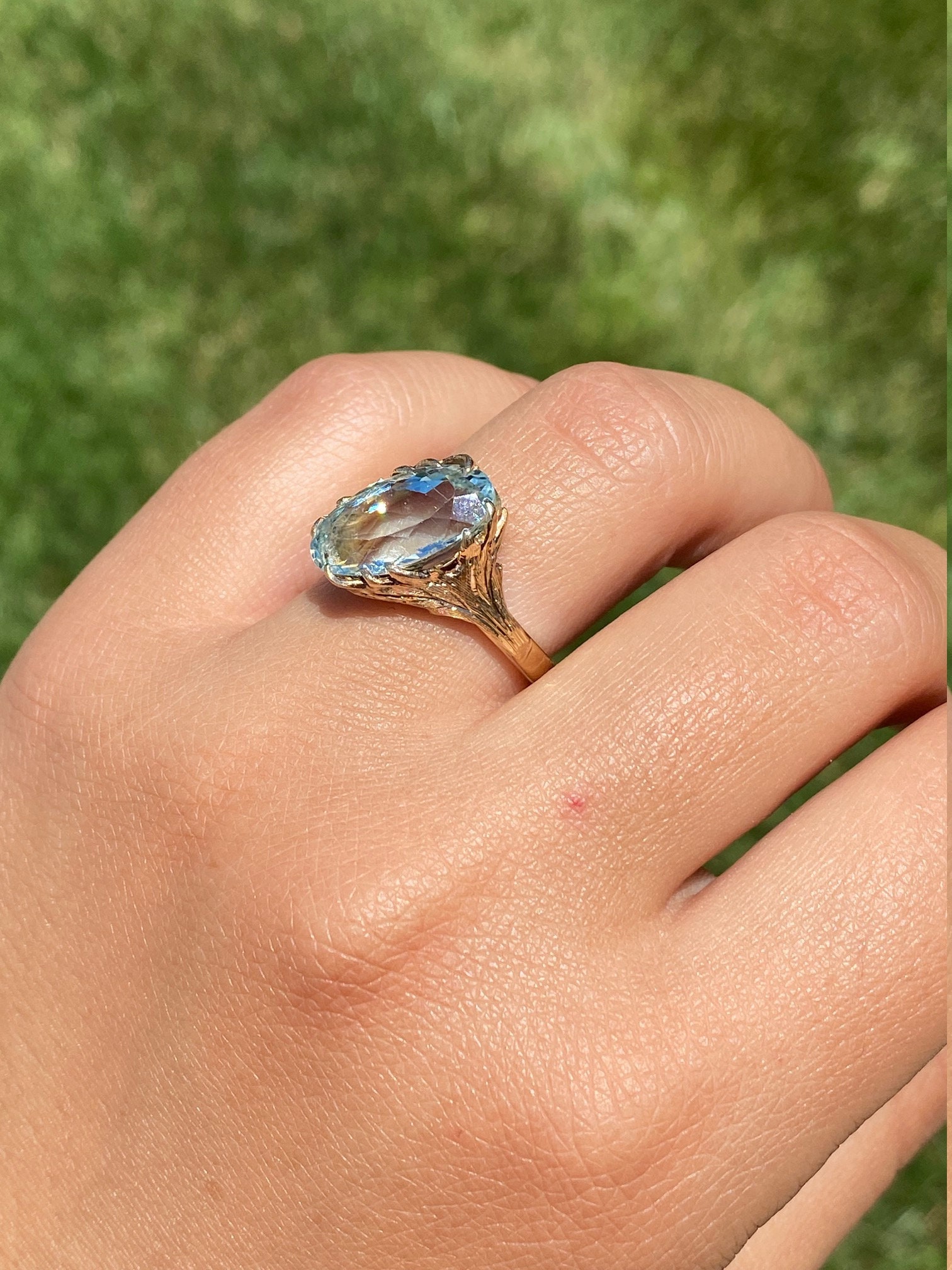 Ladies Vintage Signed 14K Ring set with 5.54 CT Aquamarine | Etsy