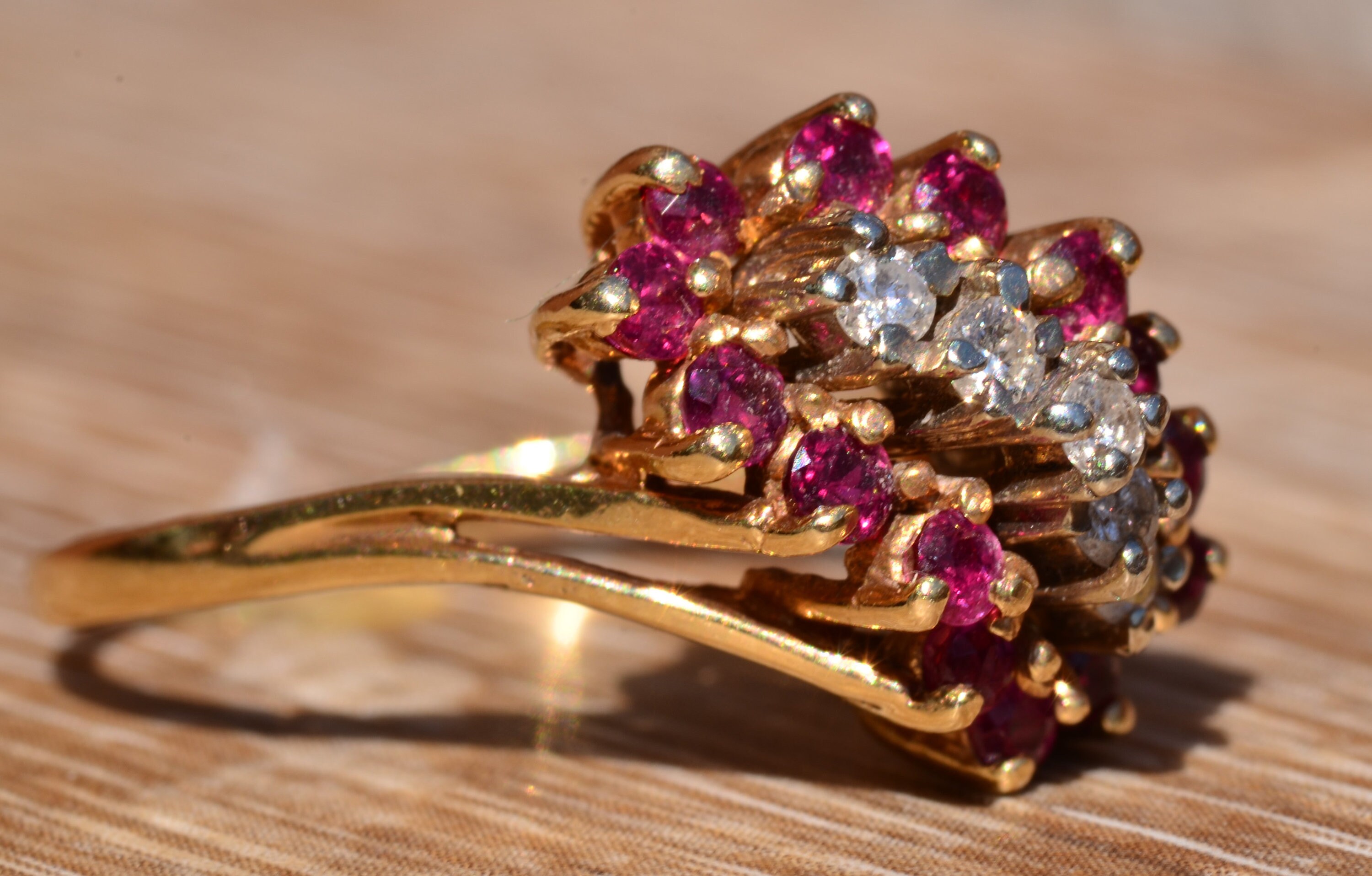 Vintage Ruby and Diamond Cocktail Ring | Etsy