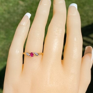 Ladies 14K Gold Ruby and Diamond Ring - Etsy