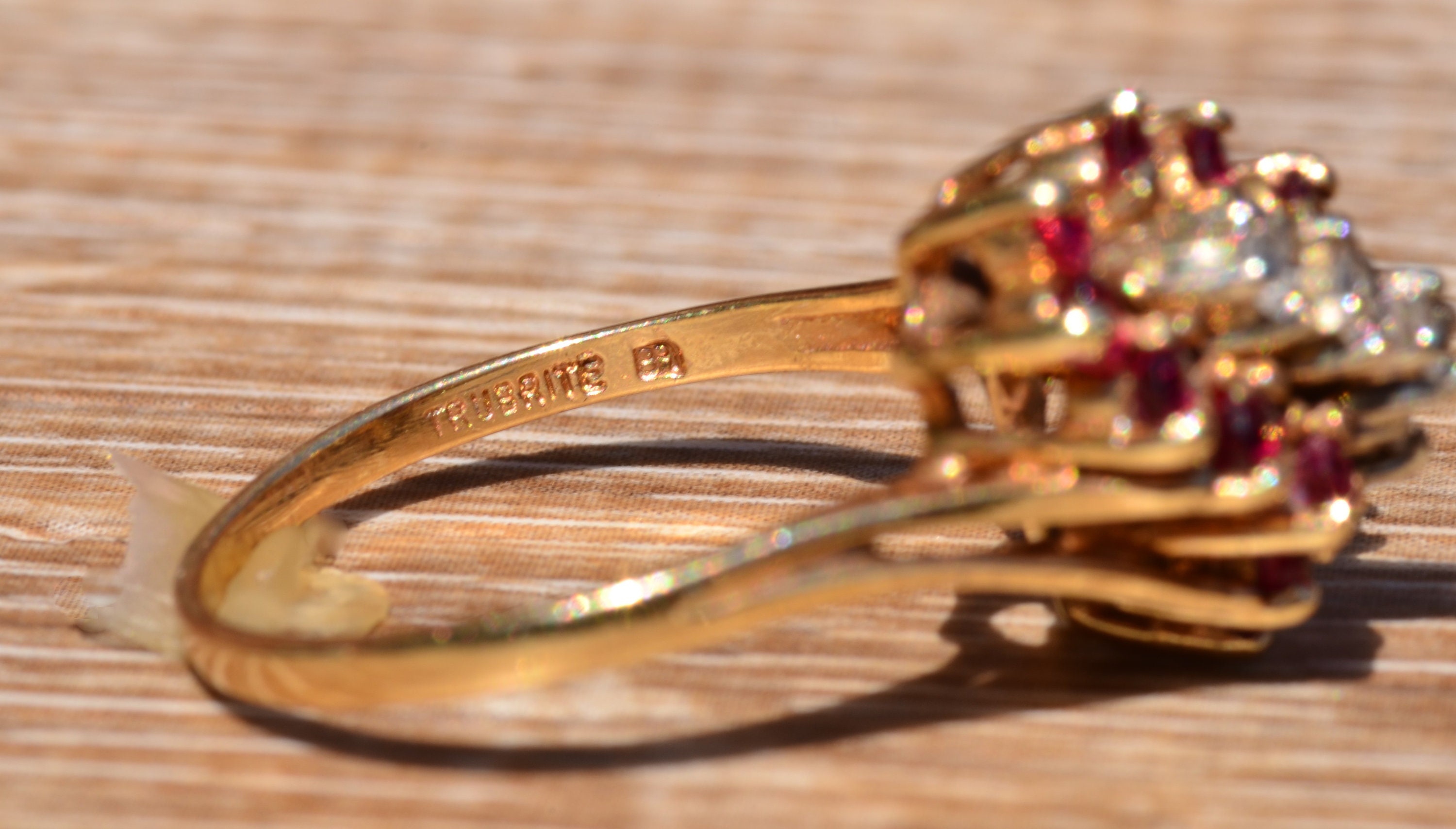 Vintage Ruby and Diamond Cocktail Ring | Etsy