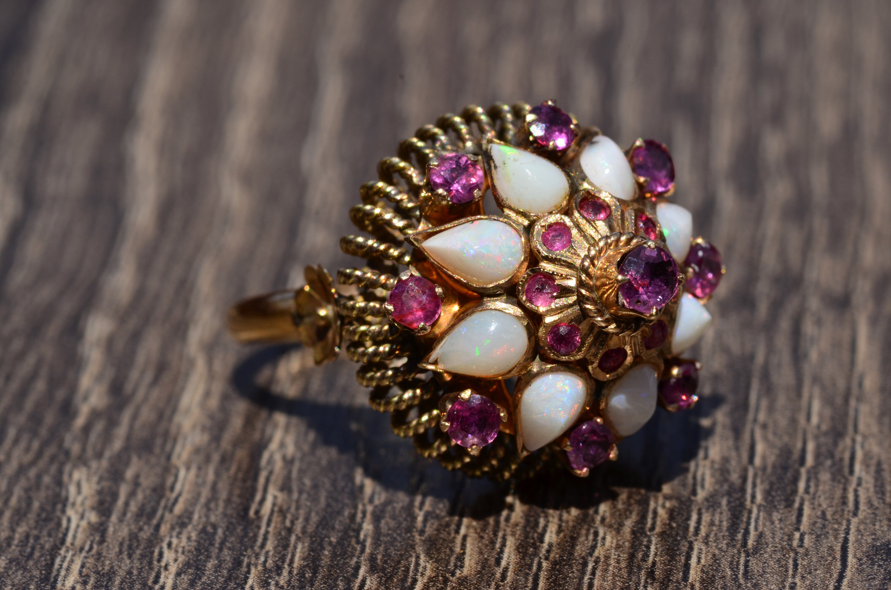 Signed Ruby and Opal Princess Ring | Etsy