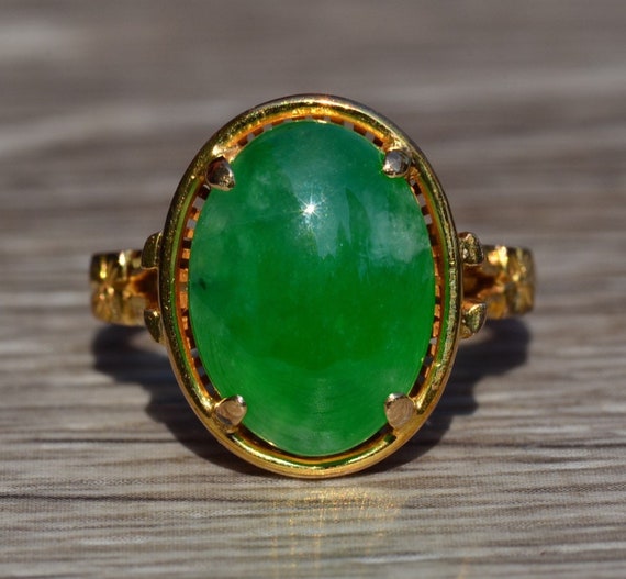 Antiker 14K Gelbgold Filigran ring set mit naturlicher Imperial Jadeit Jade Etsy