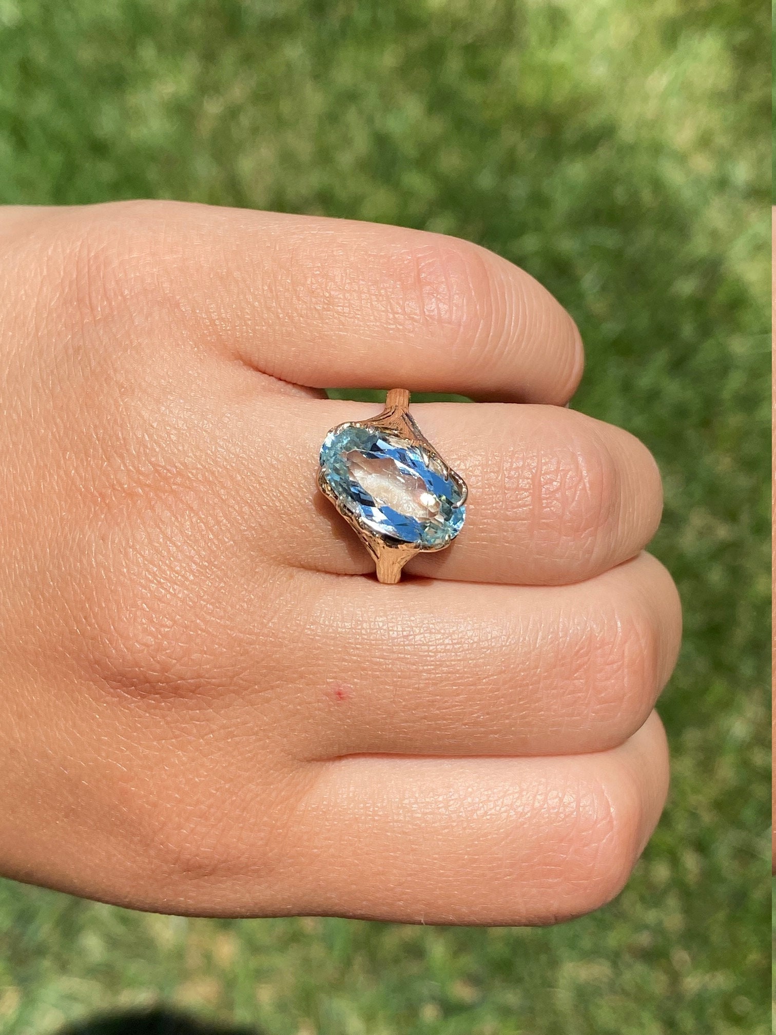 Ladies Vintage Signed 14K Ring set with 5.54 CT Aquamarine | Etsy