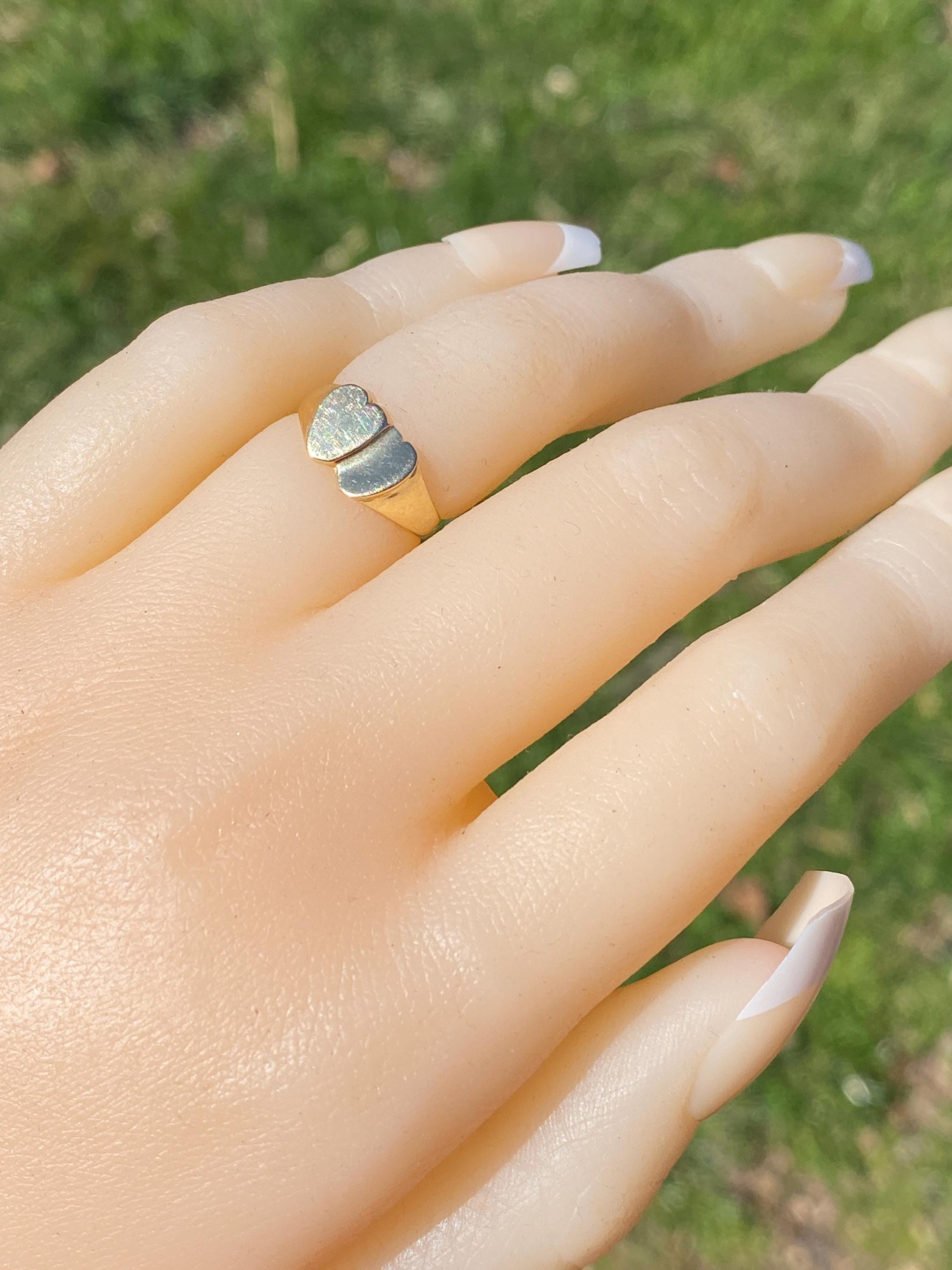 Child's Heart Signet Ring in Yellow Gold - Etsy