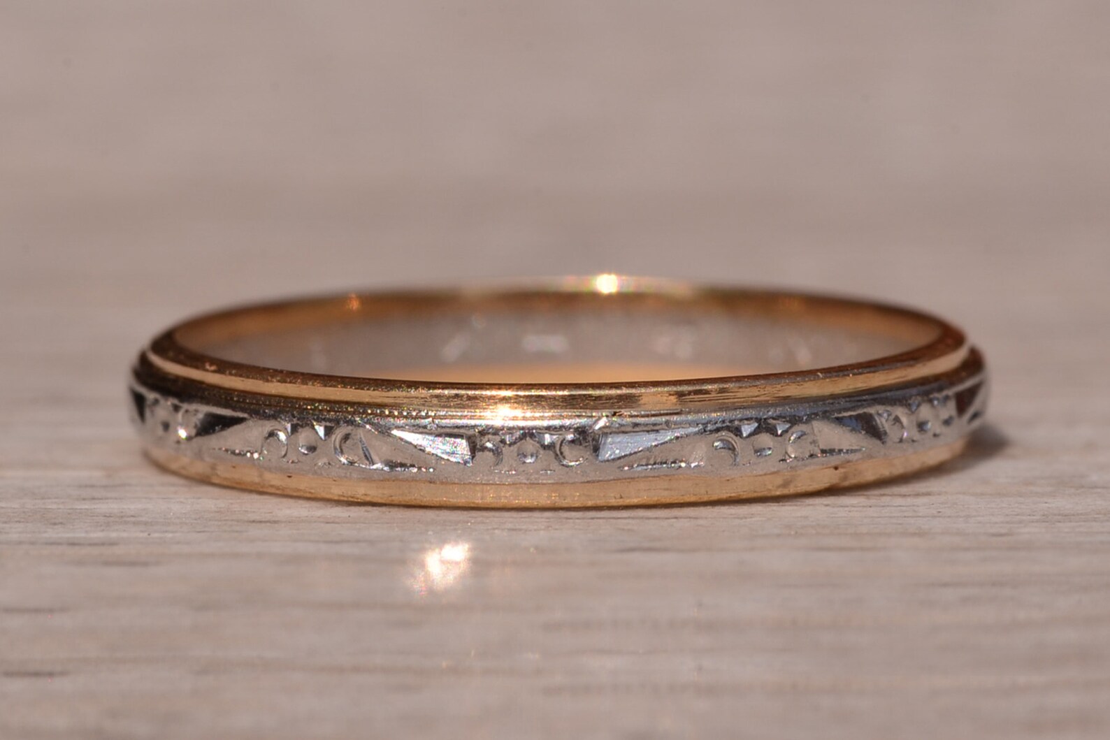 Antique Palladium and Yellow Gold Band - Etsy
