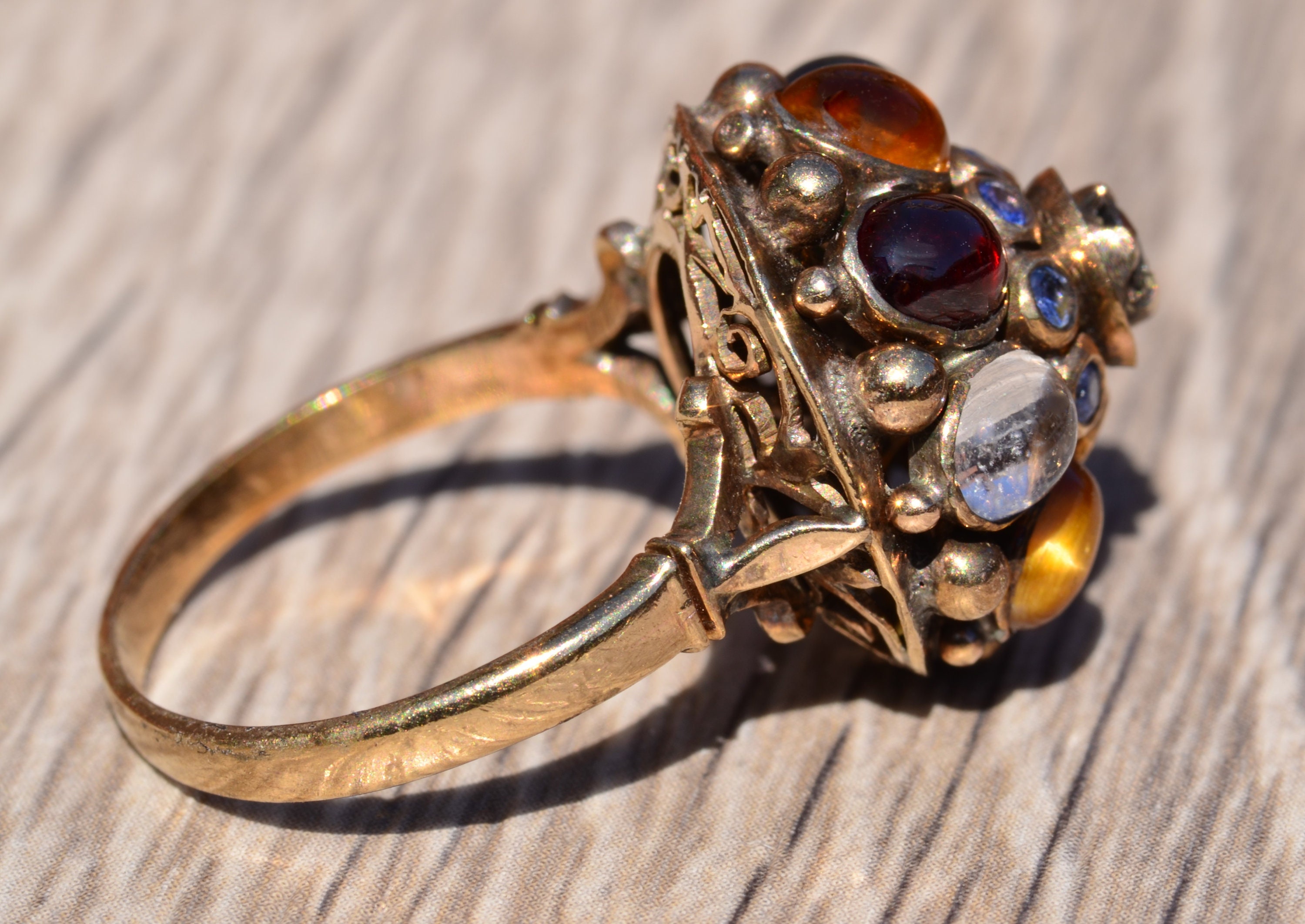 Antique Princess Ring Set in the Center With a Natural Blue - Etsy